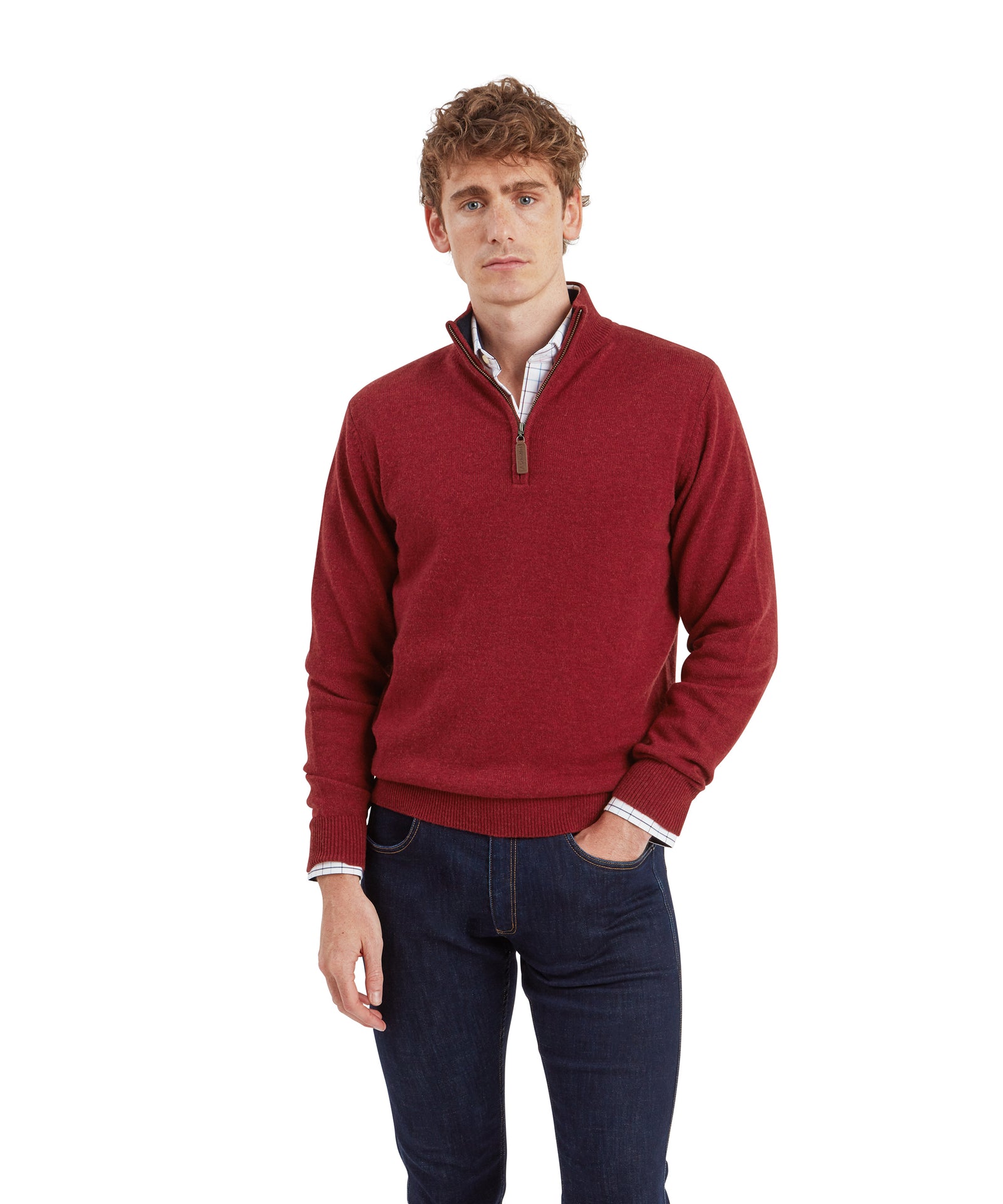 Men's Lambswool Quarter Zip Jumper Red | Schöffel Country