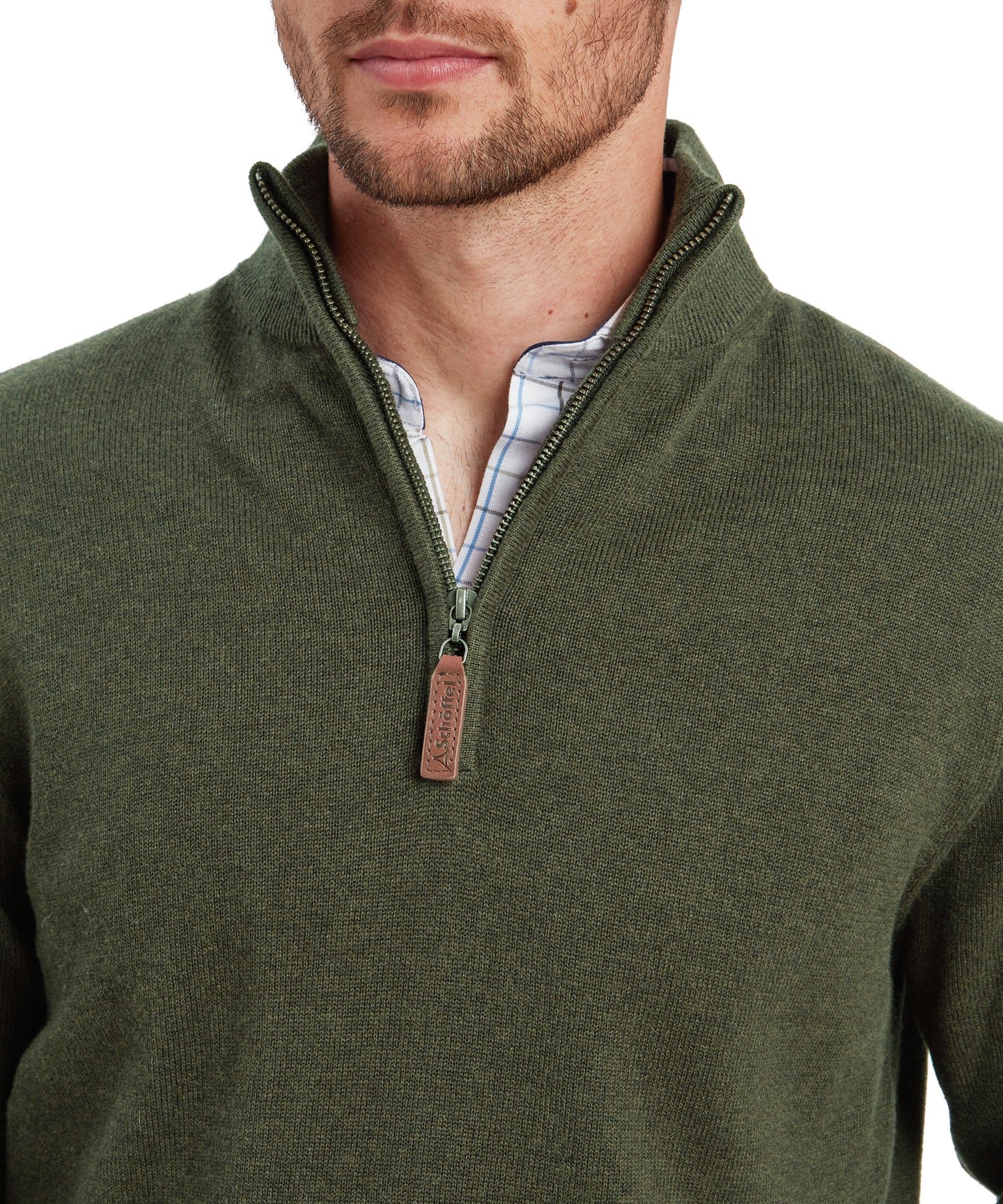 Men's Lewis Lambswool Quarter Zip Jumper Green | Schöffel Country