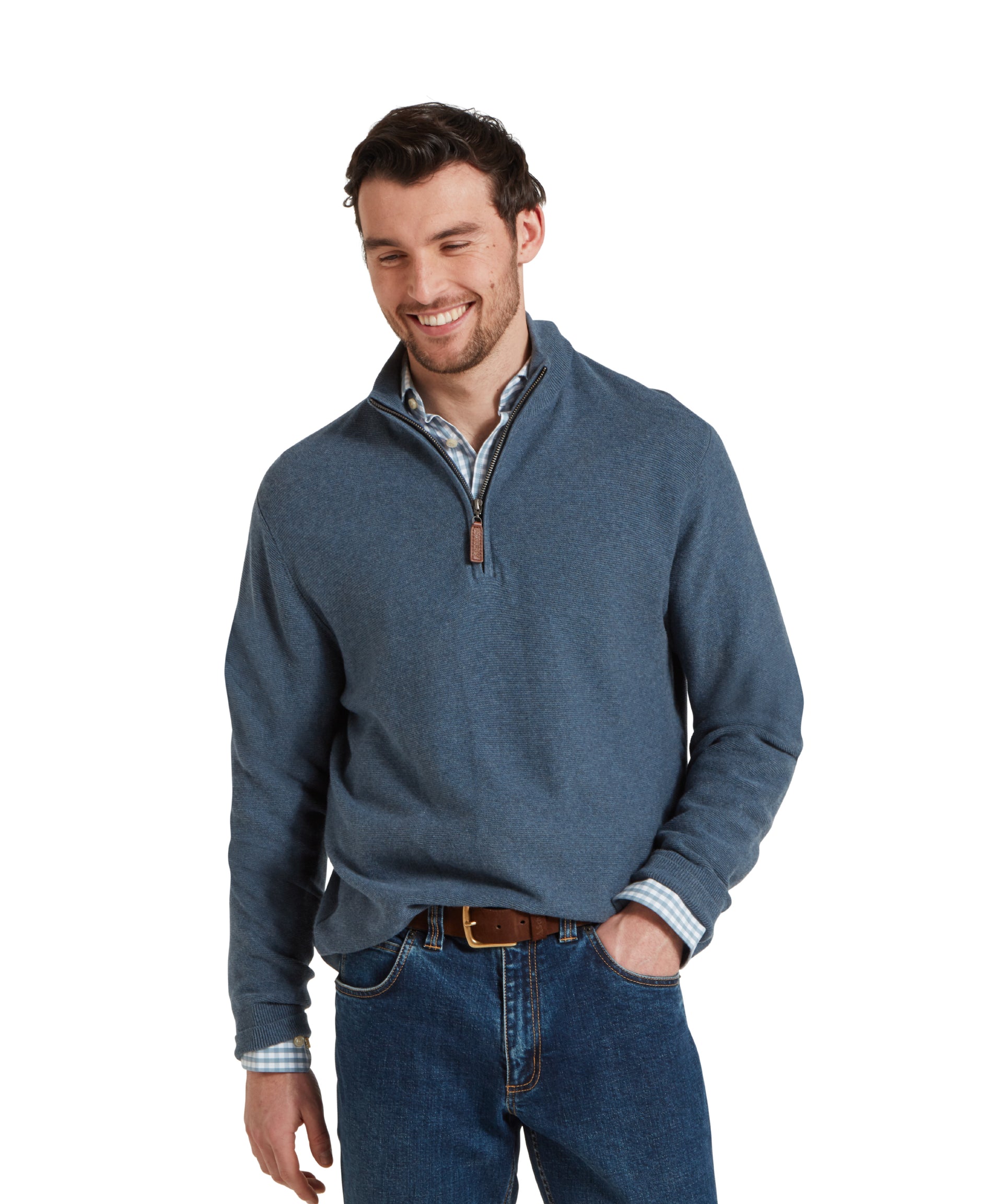 Men's Porthleven Quarter Zip Jumper Blue | Schöffel Country