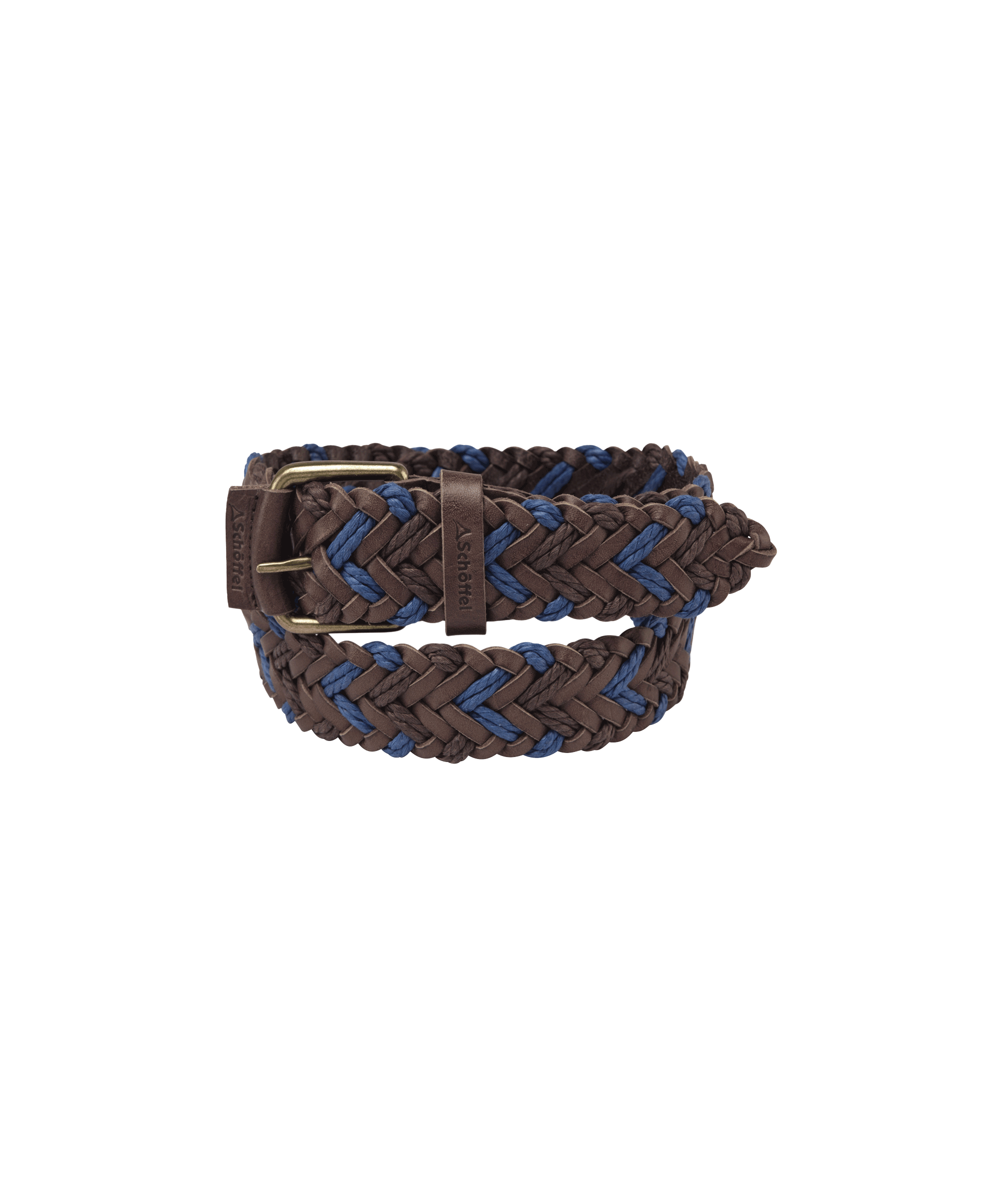 Mens Woven Leather Belt Brown Blue Schöffel Country