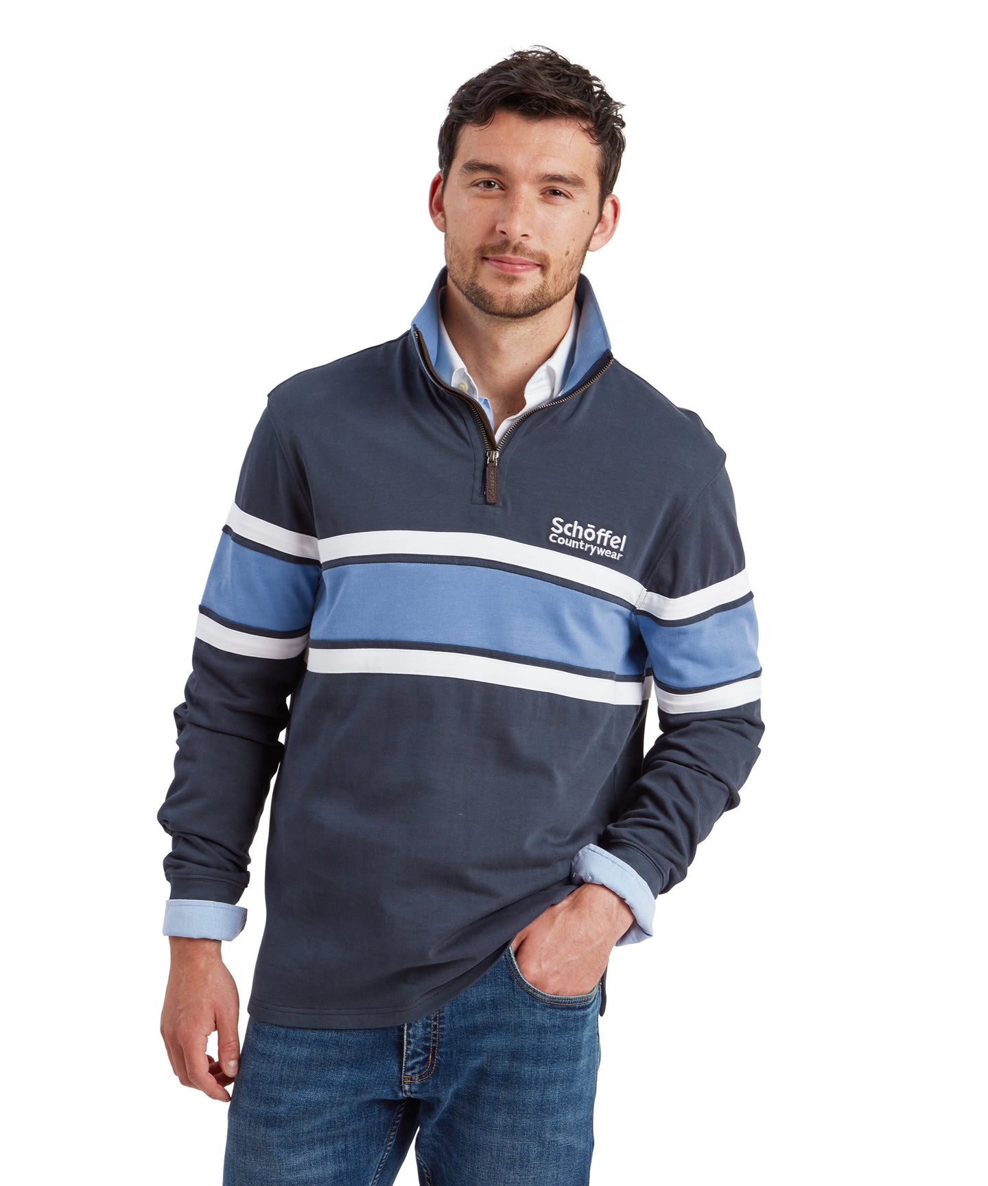 Unisex Exmouth Heritage Quarter Zip Blue | Schöffel Country