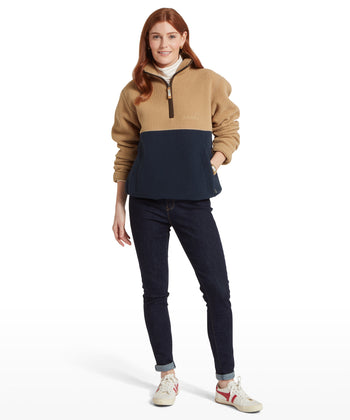 Men's Berkeley Quarter Zip Fleece Navy Brown | Schöffel Country