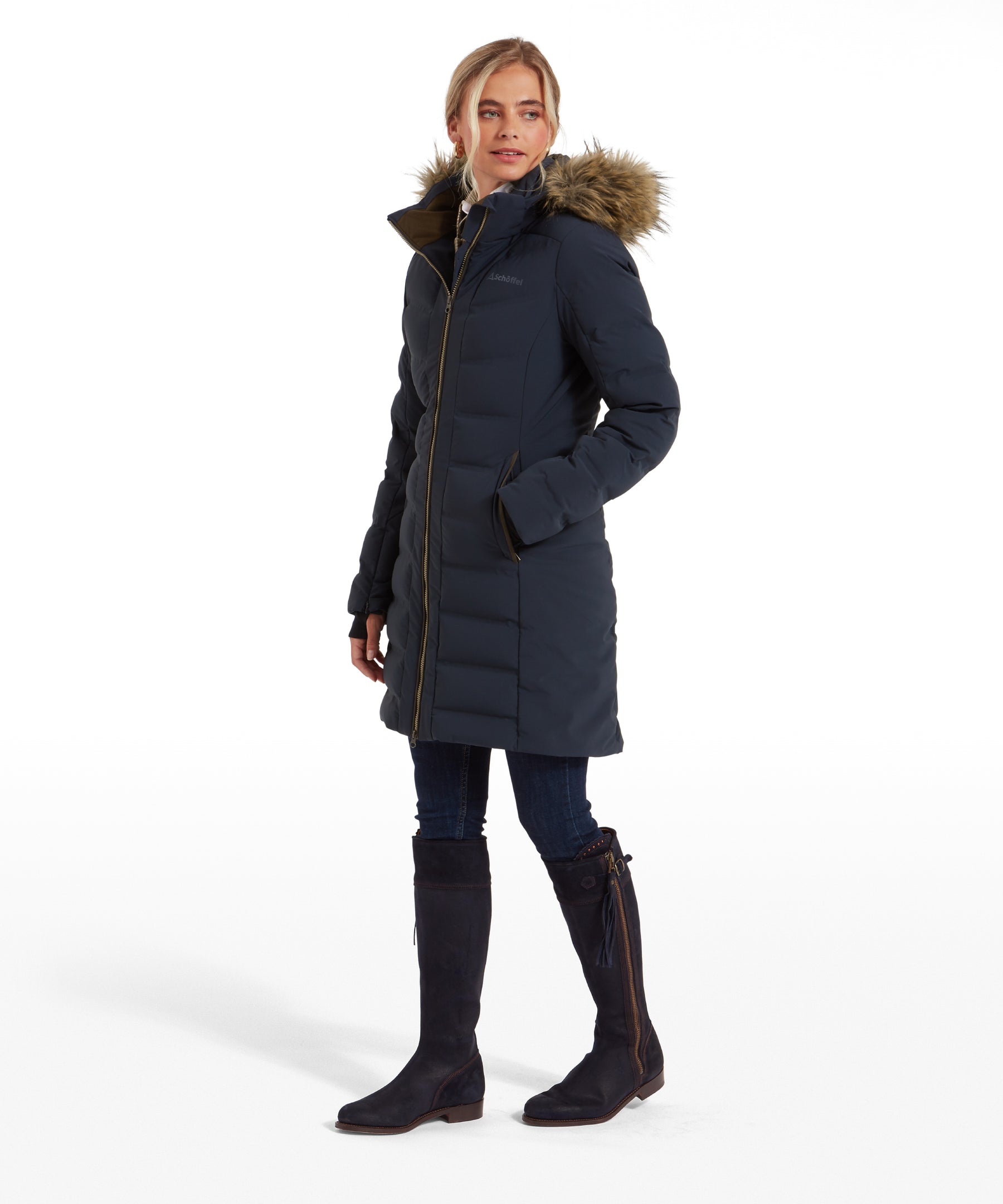 Women's Hurlingham Waterproof Down Coat Navy | Schöffel Country