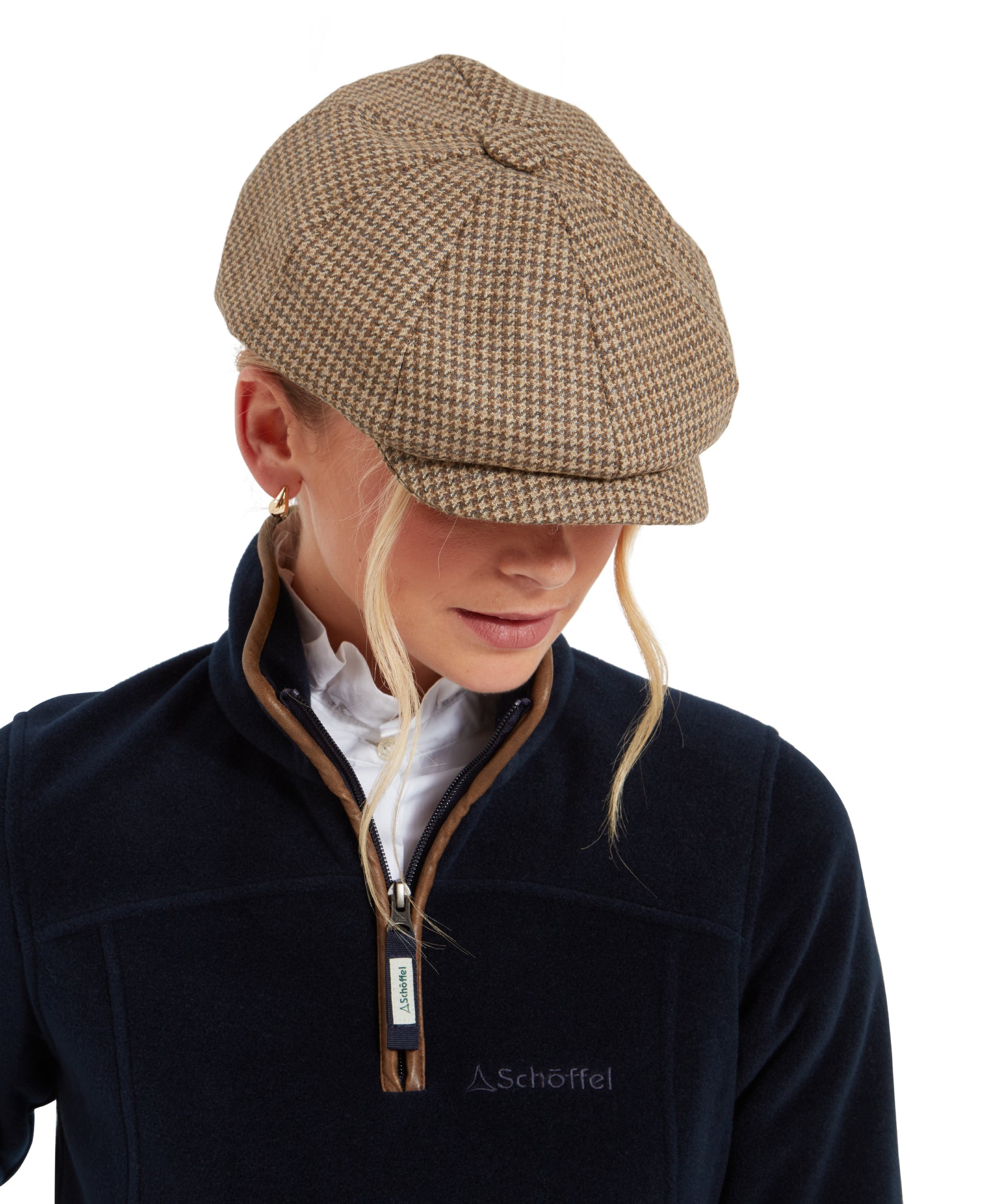 Women's Newsboy Cap Houndstooth Tweed | Schöffel Country